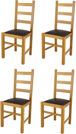 Tommychairs Tommychairs - 4er Set Stühle Rustica für Küche und Esszimmer, Robuste Struktur aus Buchenholz, in der Farbe Eichenholz und gepolsterte Sitzfläche mit 
