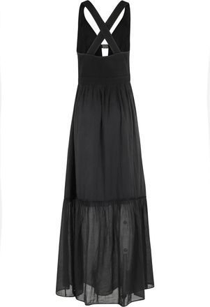 Pinko Pinko, Femme, Robes, Noir, Taille: 36 FR Robe Longue en Voile de Coton avec Croix au Dos