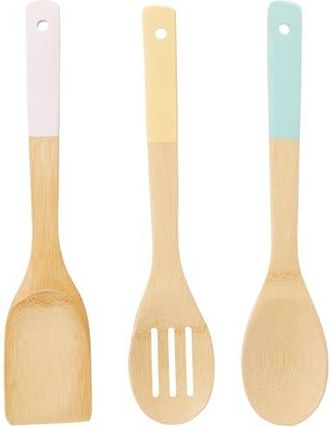 Premier Housewares Küchenhelfer Set mit Pvastell Griffe, Bambus, mehrfarbig, Bambus, Mehrfarbig, 3-Piece