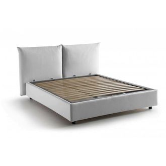 Talamo Italia Talamo Italia - Doppelbett Gabriella, Containerbett mit Stoffbespannung, 100% Made in Italy, Frontöffnung, passend für Matratze Cm 160x200, Weiß