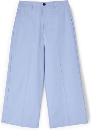 Motivi Femme, Pantalons, Bleu, Taille: 40 FR Pantalon Toile de Coton M&eacute;lang&eacute; Coupe 7/8