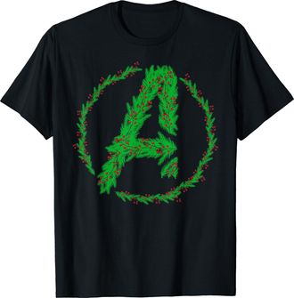 MARVEL Avengers A Logo Symbol Icon Christmas Holiday Wreath T-Shirt