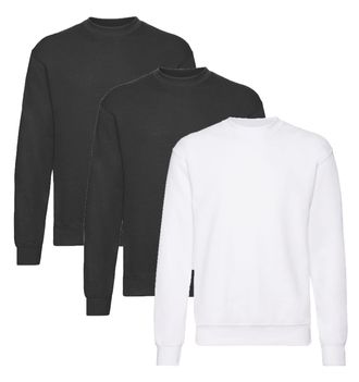Fruit Of The Loom Herren Classic Set In Sweat, 3 Pack Sweatshirt,2X Schwarz + 1x Weiss + 1 HL Kauf Notizblock, XXL (3er Pack)