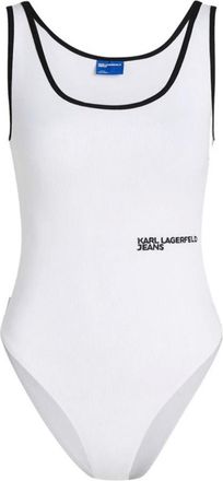 Karl Lagerfeld Femme, Tops, Blanc, Taille: 40 FR Body Donna KLJ Ribbed Body