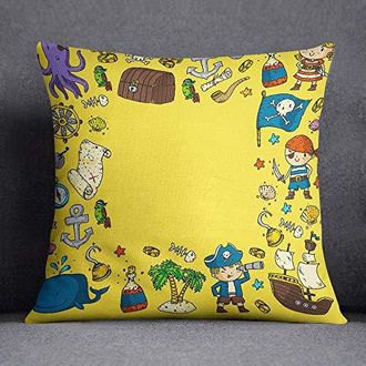 Bonamaison Le Jardin du Lin Kissenhüllen, Cotton, Mehrfarbig, 45x45