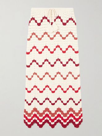 Escvdo Safi Midirock Aus Geh&auml;kelter Baumwolle Mit Wellenkante - Rot