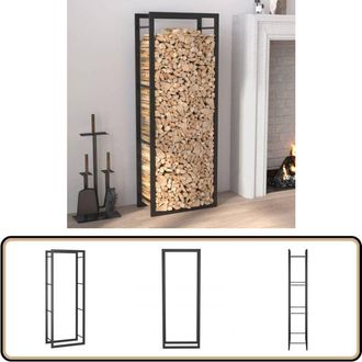 vidaXL Portant de bois de chauffage Noir mat 50x28x132 cm Acier - Support Bois De Chauffage - Porte-buches - Stockage Bois - Rangement Bois - Cheminée