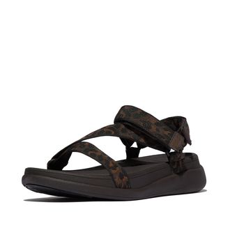 FitFlop Damen F-Mode Go Leopard Adjust Webbing Z-Riemen Sandalen, Chocolate mix, 39 EU