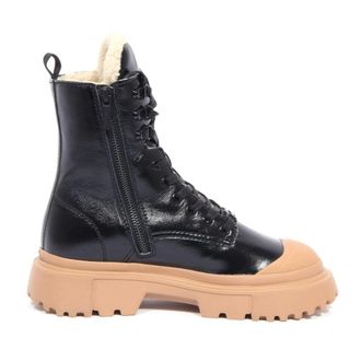 Hogan Femme, Chaussures, Noir, Taille: 36 1/2 EU Bottines Éco-Fourrure avec Bout en Caoutchouc