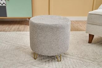 Atelier Del Sofa Elegant Cream Velvet Pouffe, 40 x 40 x 40 cm | 100% Wooden Frame, 32 DNS Foam for Comfort | Stylish Addition to Modern Living Spaces