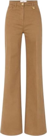 Elisabetta Franchi Femme, Pantalons, Brun, Taille: W29 Denim Palazzo Pantalons