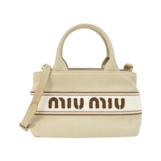 Miu Miu Sac Canvas Ricamo Pre-owned - Femme - Pre-owned - Beige - Taille: ONE Size