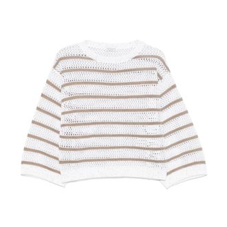 Brunello Cucinelli Femme, Pulls, Blanc, Taille: 42 FR Pull avec Détails de Sequins