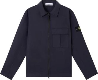 Stone Island Homme, Vestes, Bleu, Taille: S Surchemise Panama Cotton