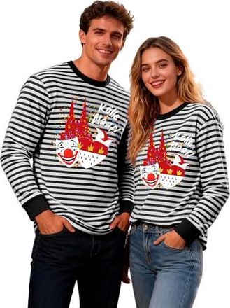 Generic T-shirt &agrave; rayures rouge et blanc pour homme et femme, sweat-shirt ray&eacute; &agrave; col rond, t-shirt basique rouge et blanc, &agrave; rayures, costume de marin, costum