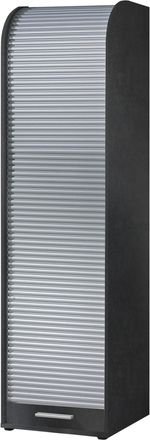 Möbelando Jalousieschrank >Organizer< in Schwarzstahl Dekor/Silber mit 3 verstellbaren Einlegeböden, 45x164x40 cm, zerlegt geliefert, Holzwerkstoff, Moderne Auf