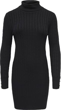 Only Damen Onllouis Ls Rollneck Cable Dress at KNT, Black, M