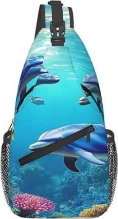 Generic Sac &agrave; dos &agrave; bandouli&egrave;re pour homme Motif dauphins sous-marins