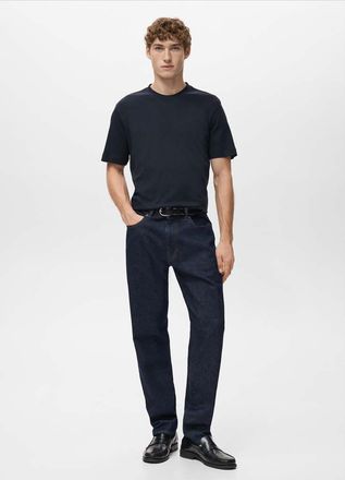 Mango Medium weight regular fit T-shirt bleu marine - Homme - XXL - MANGO MAN