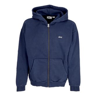 Obey Rei&szlig;verschluss Hoodie Fleece Pigment Navy Sweatshirt - - Sweatshirts & Hoodies - Herren - Blau - XL