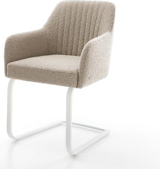DELIFE Freischwinger Greg-Flex Boucl&eacute; Schlamm Freischwinger flach Wei&szlig; Taschenfederkern, Esszimmerst&uuml;hle