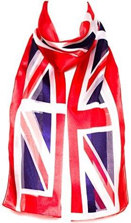 Hat To Socks Foulard en Mousseline de Satin avec Motif Drapeau du Royaume-Uni, Union Jack, Rouge Blanc Bleu, pour les Femmes