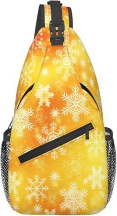Generic Flocons De Neige Aux Tons Orang&eacute;s Pour No&euml;l Sac &Agrave; Bandouli&egrave;re Multifonctionnel Sling Bag Antivol Sac Banane Pour Homme Randonn&eacute;e Femme