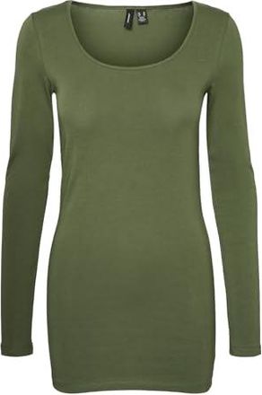 Vero Moda Vero Moda Femme Vmmaxi My Ls Soft Long U-Neck Ga Noos T-shirt &agrave; manches longues, Vert (olivine), M