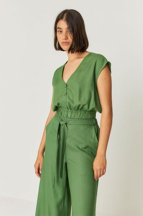 SKFK Damen vegan Bluse Hegan Gr&uuml;n
