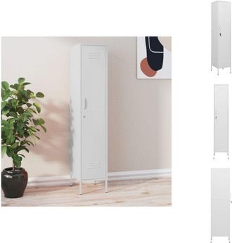 vidaXL Schließfachschrank Weiß 35x46x180 cm Stahl - Schliessfachschrank - Aufbewahrungsraum - Garderobe - Büroorganisation - Metallschrank