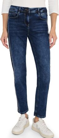 Cecil Damen 3717151 Jeans Mit Gallonstreifen, Mid Blue Used Wash, 31W / 28L EU