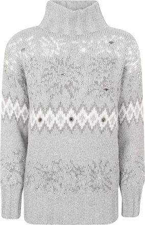Fabiana Filippi Pull &agrave; col roul&eacute; - Femme - Pulls - Gris - Taille: 32 FR
