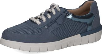 Caprice Comfort Damen Sneaker flach mit Reißverschluss Low Top, Blau (Blue Suede Co.), 37 EU