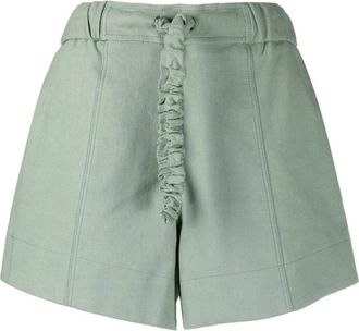 Ganni Femme, Shorts, Vert, Taille: 42 FR Shorts en Coton Vert D&eacute;contract&eacute;
