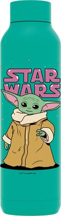 Quokka The Mandalorian Grogu Neon Thermosflasche, Edelstahl, massiv, Jadegr&uuml;n, 630 ml
