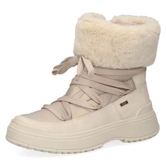 Caprice Damen Winterstiefeletten zum Schnüren Gefüttert Fell Weite G, Beige (Beige Comb), 37.5 EU