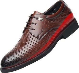 Generic Chaussures Oxford habill&eacute;es for Hommes, Derbies &agrave; Lacets, Bout Rond, en Similicuir, Semelle en Caoutchouc antid&eacute;rapante.(Hollow Brown Taller,40 EU)