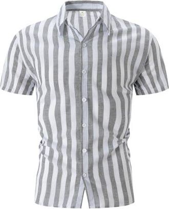 Generic Chemisette Homme Manche Courte- Chemisette Col Revers Ray&eacute;s Classiques Confortable D&eacute;contract&eacute; Blouse Chic Coupe Slim avec Boutons Style Streetwear Ha