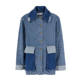Ganni Jacke aus Patchwork-Denim - - Jackets - Damen - Blau - 2XS/XS