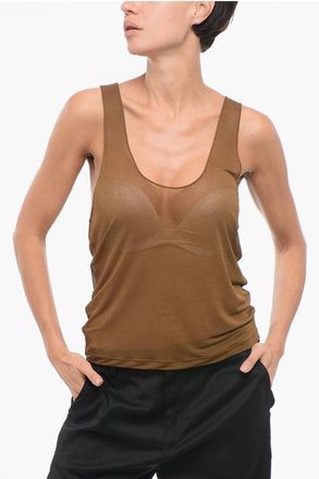 Saint Laurent Chiffon Tank Top with Deep Neckline size Xs