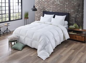 Dodo Couette Naturelle Chaude Anti-acariens 240 x 260 cm - Convient 2 Personnes - Enveloppe 100% Percale de Coton - Garnissage 70% Duvet, 30% Plumettes - L