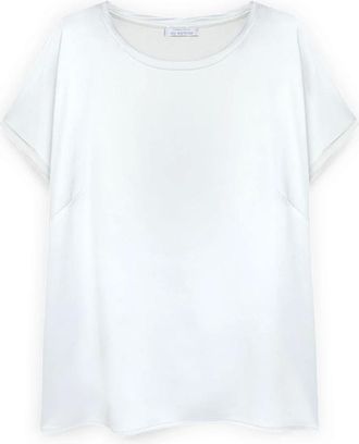 Fiorella Rubino Femme, Tops, Gris, Taille: 44 FR T-shirt bi-mati&egrave;re &agrave; encolure ronde