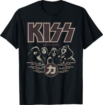 Kiss Love Gun Japan T-Shirt f&uuml;r M&auml;dchen, Schwarz, S