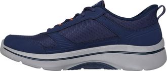 Skechers Go Walk Arch Fit 2.0 Seared Sneaker für Herren, Marineblau und Orange Leder Textil, 44 EU