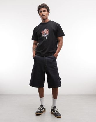 XLARGE Bermuda baggy en jean style charpentier - Bleu indigo