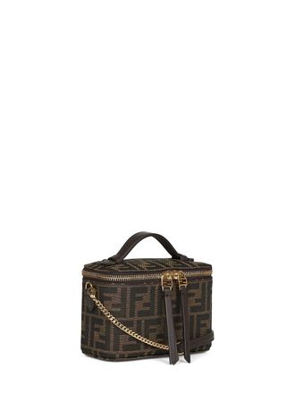 Fendi Womens Mini Vanity Bag Brown Polyester Handbags Hand