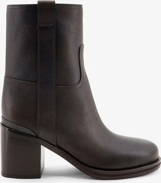 Brunello Cucinelli Vintage leather boots with Precious detail - BRUNELLO CUCINELLI - gender_Woman