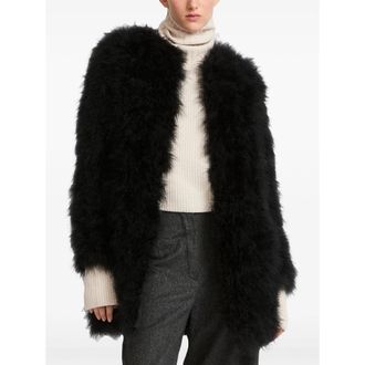 Yves Salomon Turkey Feather Coat - Black