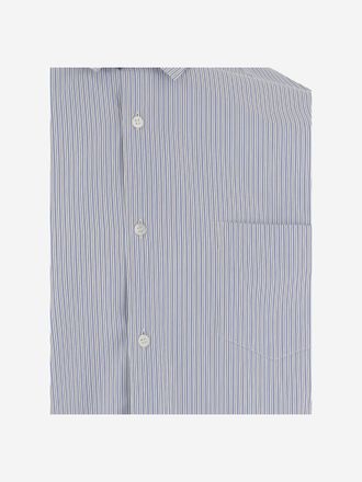 Homme Mens Cotton Shirt, Striped - Light Blue