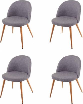 Hhg jamais utilis&eacute;] 4x chaise de salle &agrave; manger 631, fauteuil, style r&eacute;tro ann&eacute;es 50, en tissu, gris fonc&eacute;